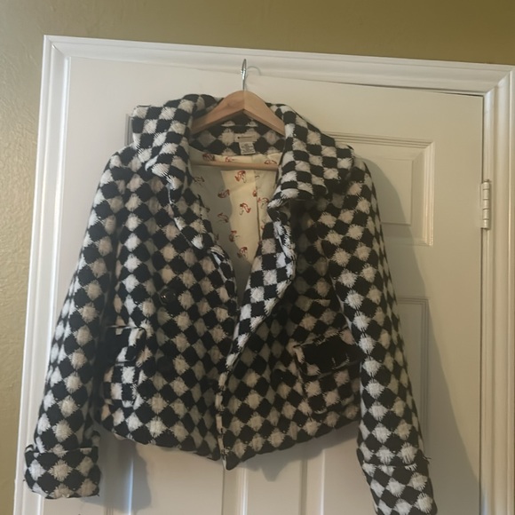 elevenses | Jackets & Coats | Elevenses Crop Black White Jacket 2 Wool ...